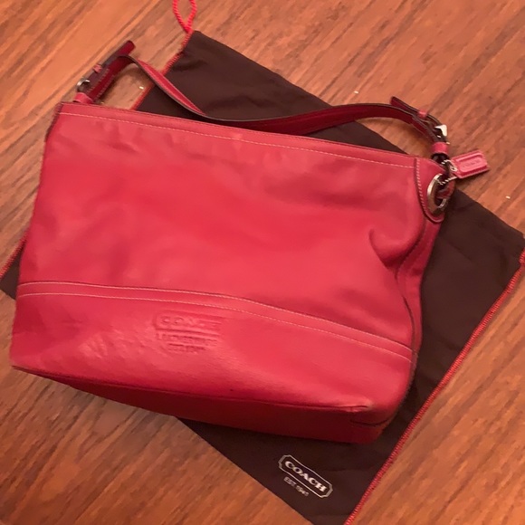 Coach | Bags | Coach Red Leather Hobo Shoulder Bag | Poshmark